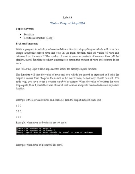 CS P Problem Statement Lab Week Apr Apr Topics Covered Functions Repetition