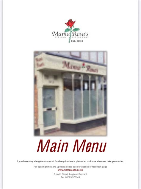 Mama Rosa Full Menu Online