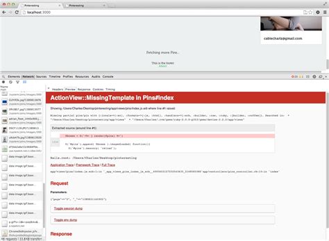 javascript actionview template error missing partial pins pin