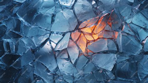 Premium Ai Image A Broken Glass Window With A Yellow Light On It