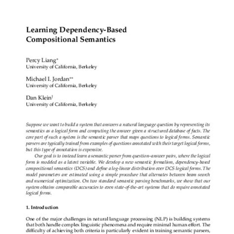 Learning Dependency Based Compositional Semantics Acl Anthology