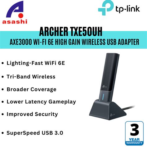 Tp Link Archer Txe Uh Axe High Gain Tri Band Wi Fi E Usb Adapter Shopee Malaysia