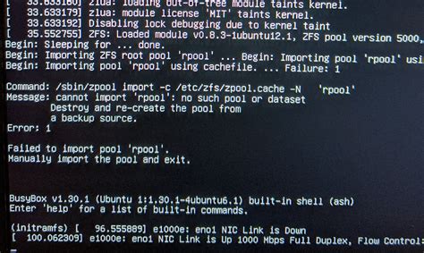 boot zfs initramfs cannot import rpool in new computer ask ubuntu