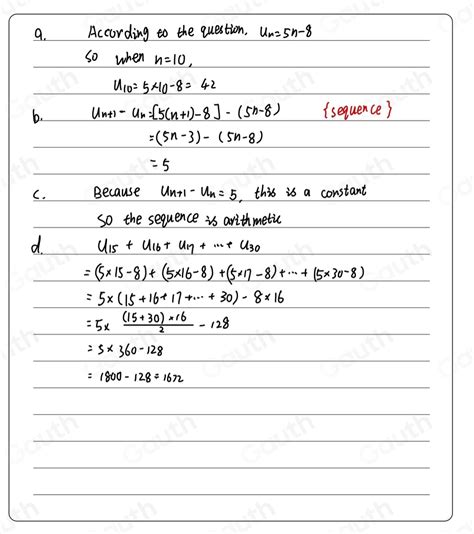 solved the nth term of a sequence is given by the formula u n 5n 8 a
