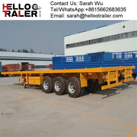 40t 40ft Tri Axle 컨테이너 세미 트레일러 플랫 베드 트레일러 의 고품질 40t 40ft