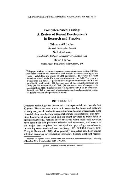 pdf computer based testing a review of recent developments in