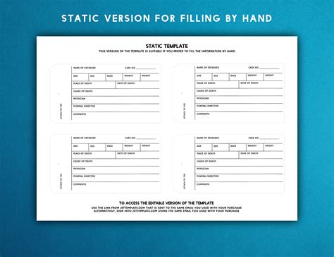 Editable Toe Tag Template Instant Download Online Editable Etsy