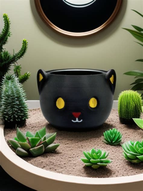 Cat Plant Pot Black Cat Pot Succulent Planter Homemade Cat T Kitty
