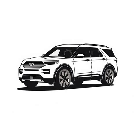 Playful Line Art Illustration Of Ford Explorer Suv Premium Ai