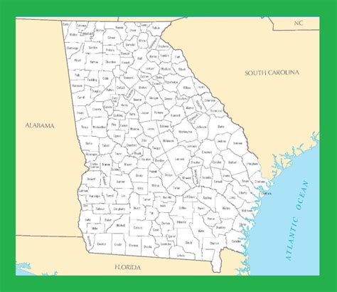 Georgia County Map Free Printable Maps 265x220