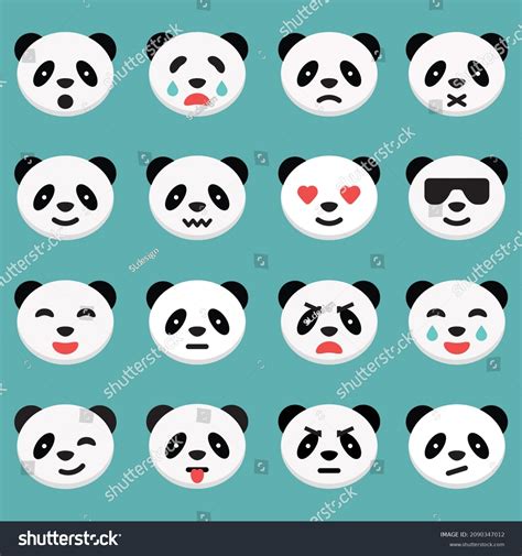 Panda Emotion Icons Set Cute Pandas Stock Vector Royalty Free
