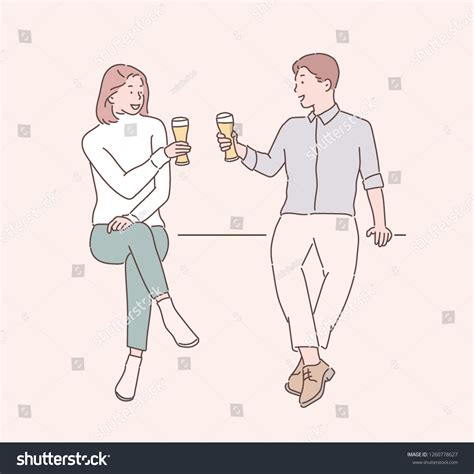 Men Women Drinking Toast Glass Hand Stock Vector Royalty Free