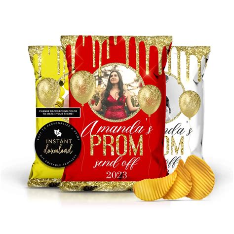 Gold Prom Chip Bag Dripping Gold Prom Chip Bag Prom Favor Bag Prom