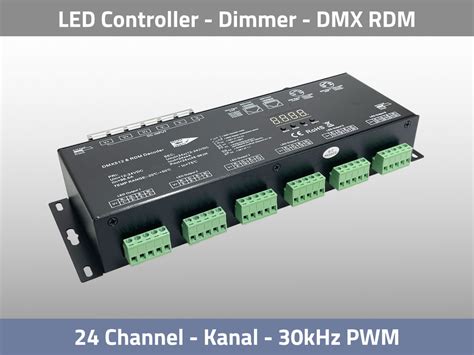 24 Channel DMX RDM LED Controller 24x 4A PWM XLR5 With Master Mode 8 16 Bit Max 30kHz