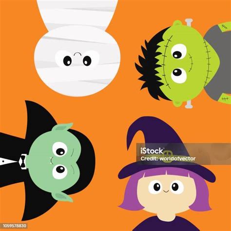 즐거운 할로윈 보내세요 엄마 뱀파이어 카운트 드라큘라 Whitch 모자 얼굴 머리 몸에 아이콘 세트 라운드 좀비 귀여운 만화 웃 긴 놀라운 아기 캐릭터입니다 인사말