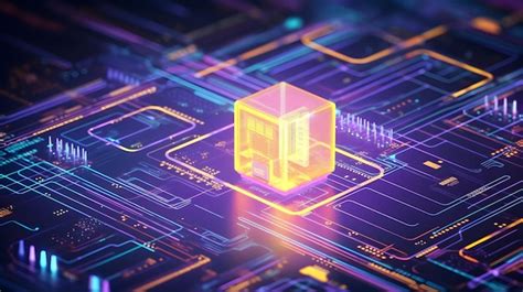 Premium Photo Data Storage Cube In The Center Of Neon Electrical
