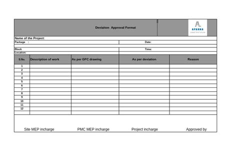 6 Deviation Approval Format Pdf