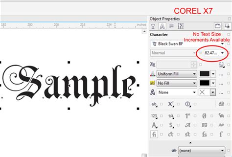 Text Sizing In Object Properties Coreldraw Graphics Suite X7
