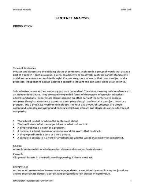 Sentence Types And Analysis Guide Pdf Adverb Verb