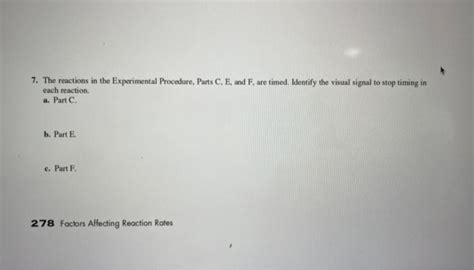 Solved 7 The Reactions In The Experimental Procedure Parts Chegg Com