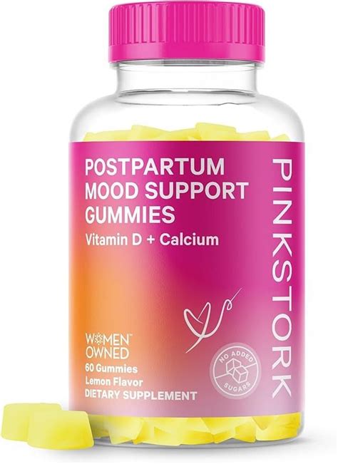 Pink Stork Postpartum Mood Support Vitamin D Gummies Natural Hormone