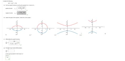 solved 36x2 49y2 1764 a find two explicit functions by