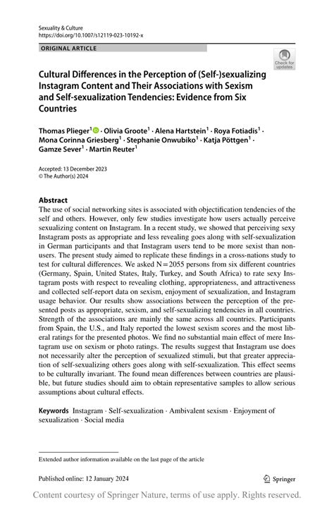 Pdf Cultural Differences In The Perception Of Self Sexualizing