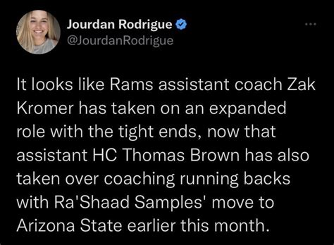 It Looks Like Rams Assistant Coach Zak Kromer Has Taken On An Expanded
