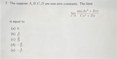 Solved The Suppose Abcd ﻿are Non Zero Constants The