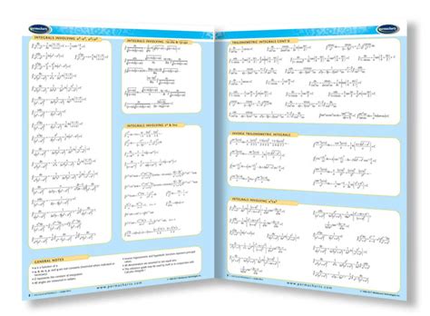 Calculus Integrals Ii Quick Reference Guide 4 Page Laminated Chart