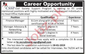 Finance Manager Jobs In Civil Society Support Program CSSP 2024 Job Advertisement Pakistan