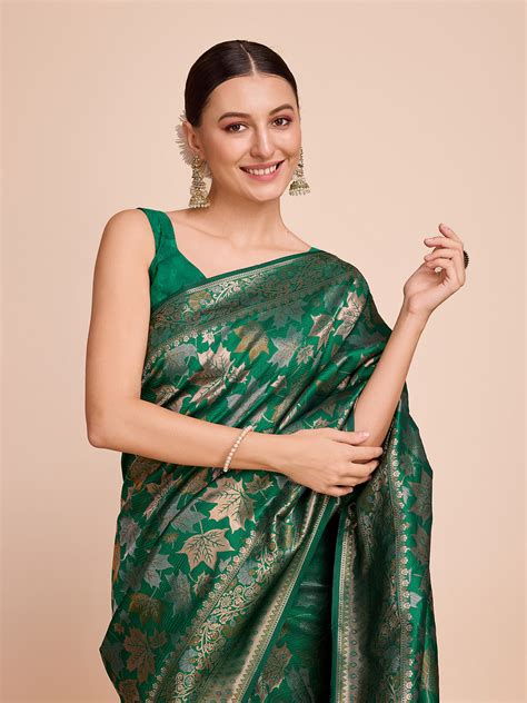 Buy Green Silk Saree With Blouse Piece 45731 Online Karagiri