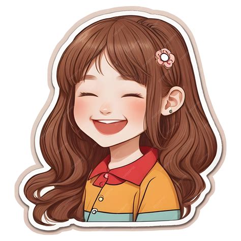 Premium Vector A Smiling Cute Girl Sticker
