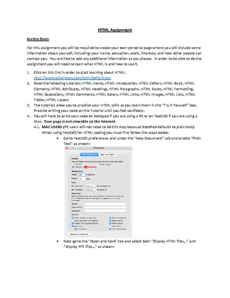 Html Assignment Homework Html Assignment Instructions For This