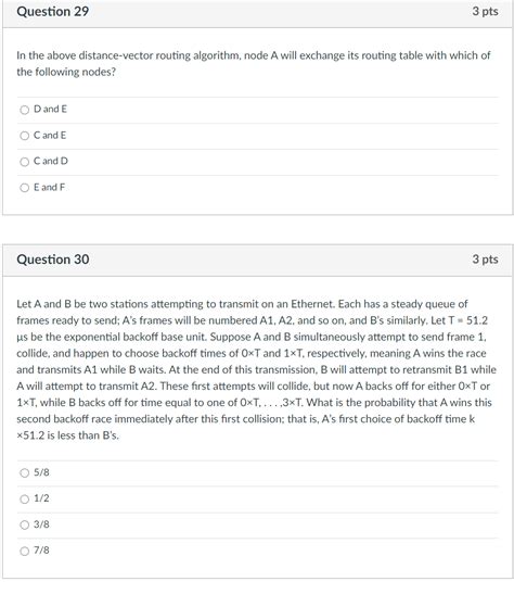 Solved Question Pts In The Above Distance Vector Chegg Com