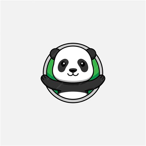 Premium Vector Cute Panda Logo With Green Background