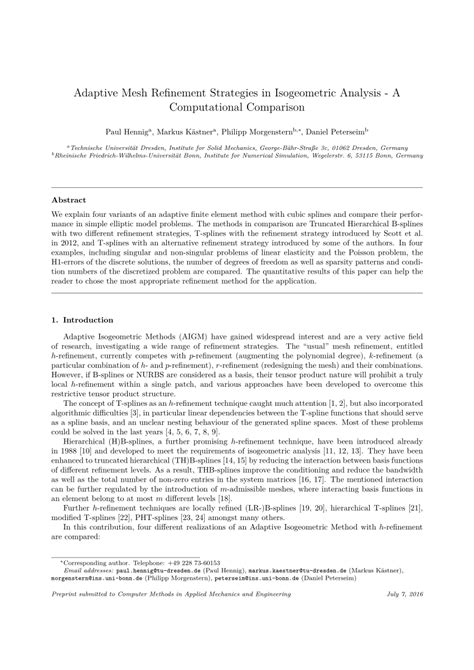 pdf adaptive mesh refinement strategies in isogeometric analysis a