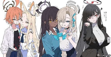 Asuna Rio Karin Neru Seia And 3 More Blue Archive Drawn By
