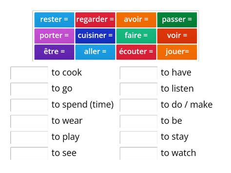 Y8 French Infinitive Phrases 2 Match Up
