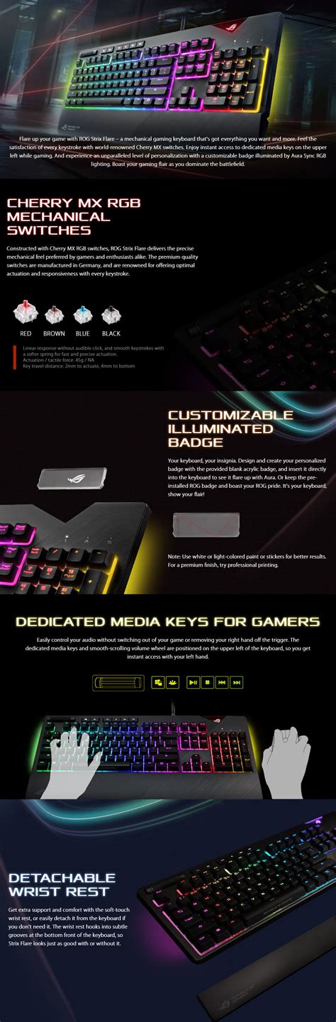 Buy Asus Rog Strix Flare Mechanical Rgb Keyboard Cherry Red Rog Flare Red Pc Case Gear Australia