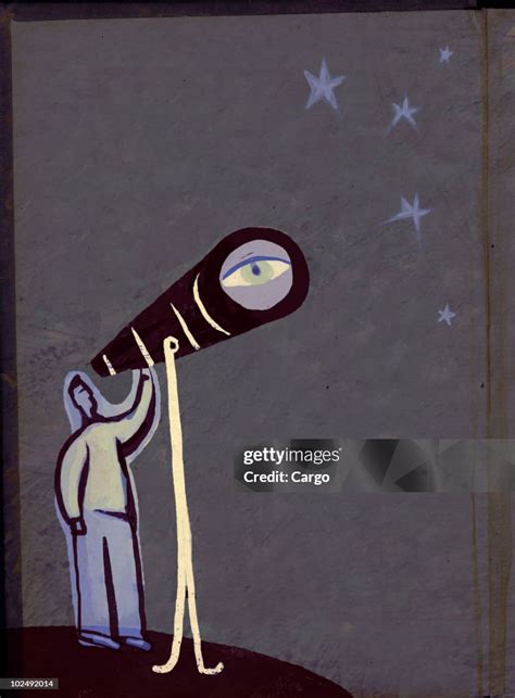 Man Looking Up At Stars Through Telescope High Res Vector Graphic