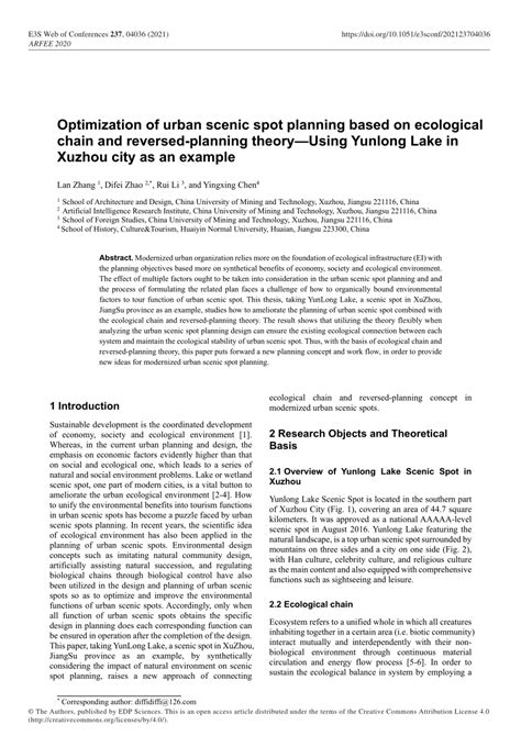 Pdf Optimization Of Urban Scenic Spot Planning Based On Ecological Chain And Reversed Planning