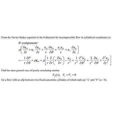 Solved From The Navier Stokes Equation In The θ Direction
