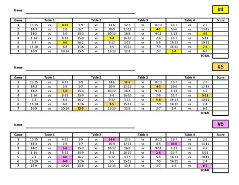 16 Player Euchre Tournament Score Sheet And Rotations Pdf Printable