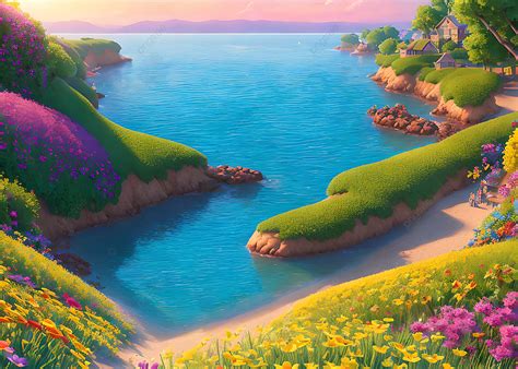 여름의 아름다운 자연 경관 여름 아름다운 자연 해변 배경 일러스트 및 사진 무료 다운로드 Pngtree