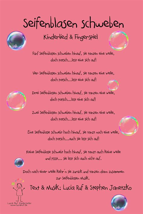 Seifenblasen Schweben Kinderlieder Fingerspiel Lucia Ruf And Stephen Janetzko In 2023