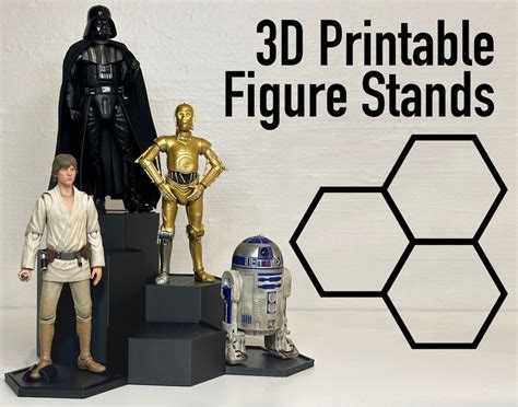 6 Action Figure Hexagon Stands And Risers Stl 3d Print Files Hex Etsy