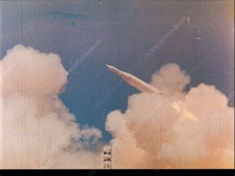 failed atlas rocket launch attempt 1960s stock video clip k005
