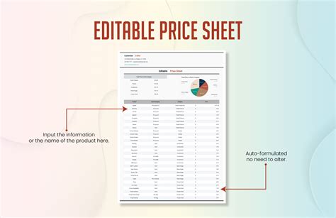 Editable Price Sheet Template