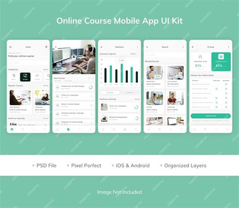 Premium Psd Online Course Mobile App Ui Kit